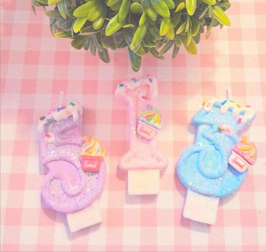 Ice Cream Themed Birthday Candle, Birthday Party Cake Candles, Age ...