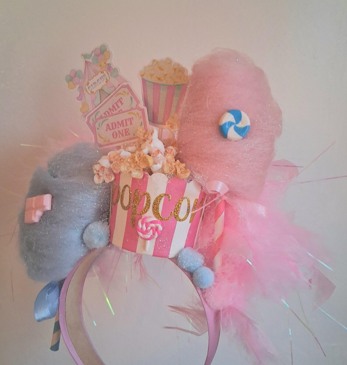 Popcorn Headband/headpiece, Pink Themed Popcorn Carnival Themed ...