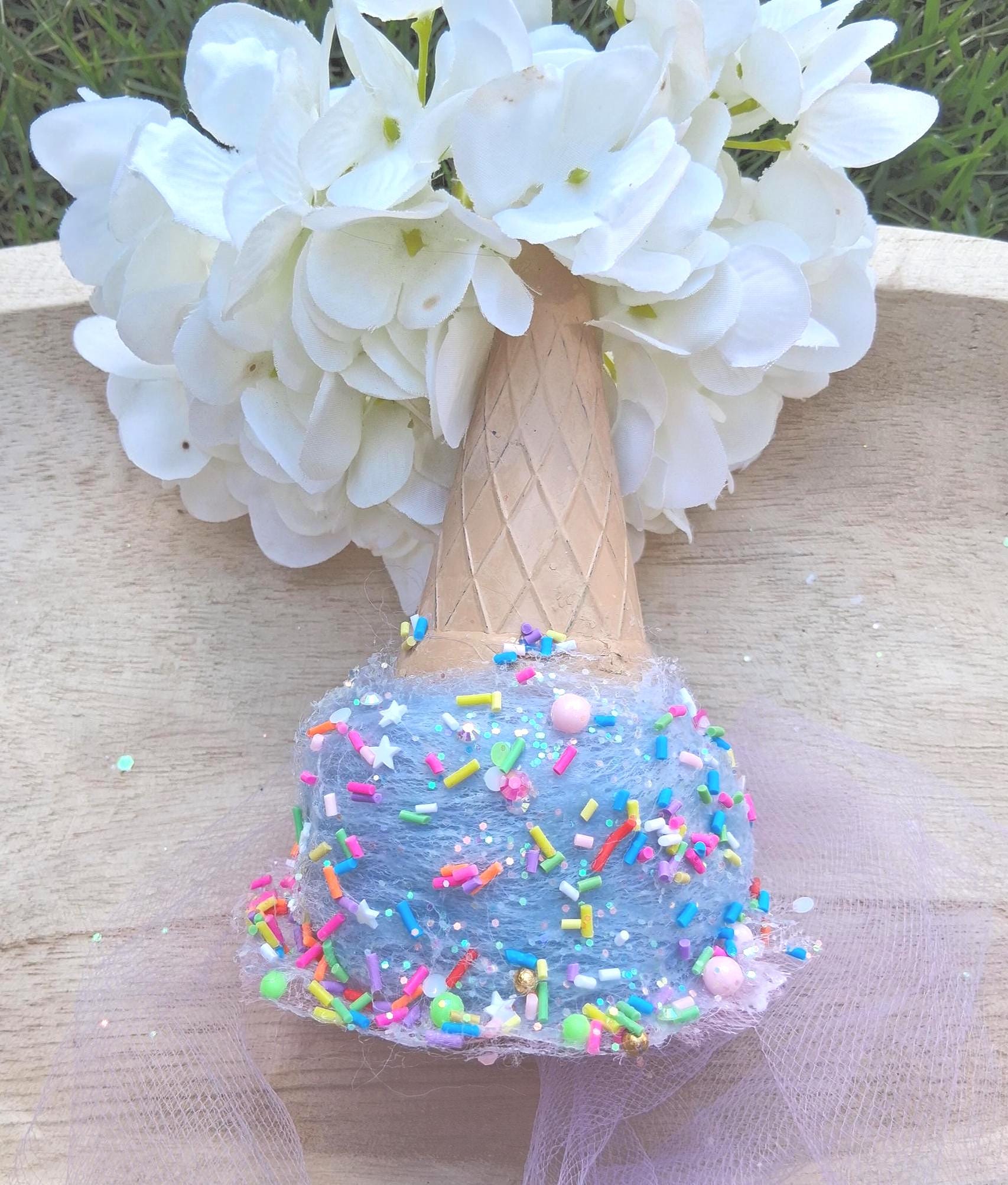 Upside-down Ice Cream Cone Fascinator, Cotton Candy Ice Cream Hairpiece ...