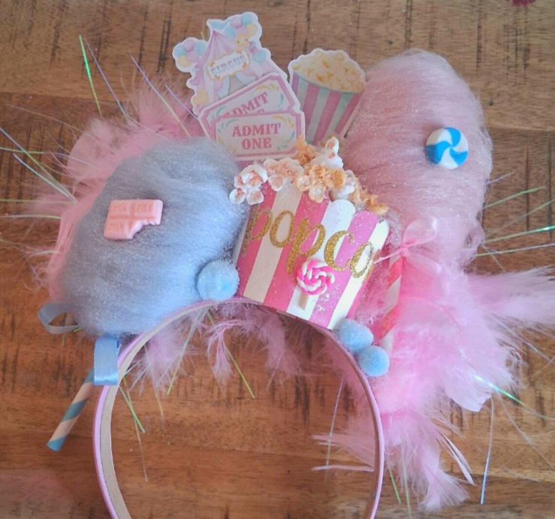 Popcorn Headband/headpiece, Pink Themed Popcorn Carnival Themed ...