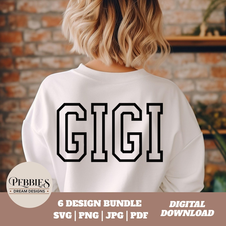 Gigi Varsity Letters SVG PNG Bundle: Cricut & Silhouette Ready (digital ...
