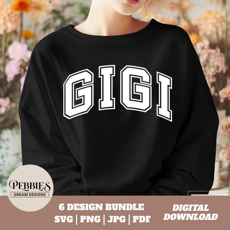 Gigi Varsity Letters SVG PNG Bundle: Cricut & Silhouette Ready (digital ...