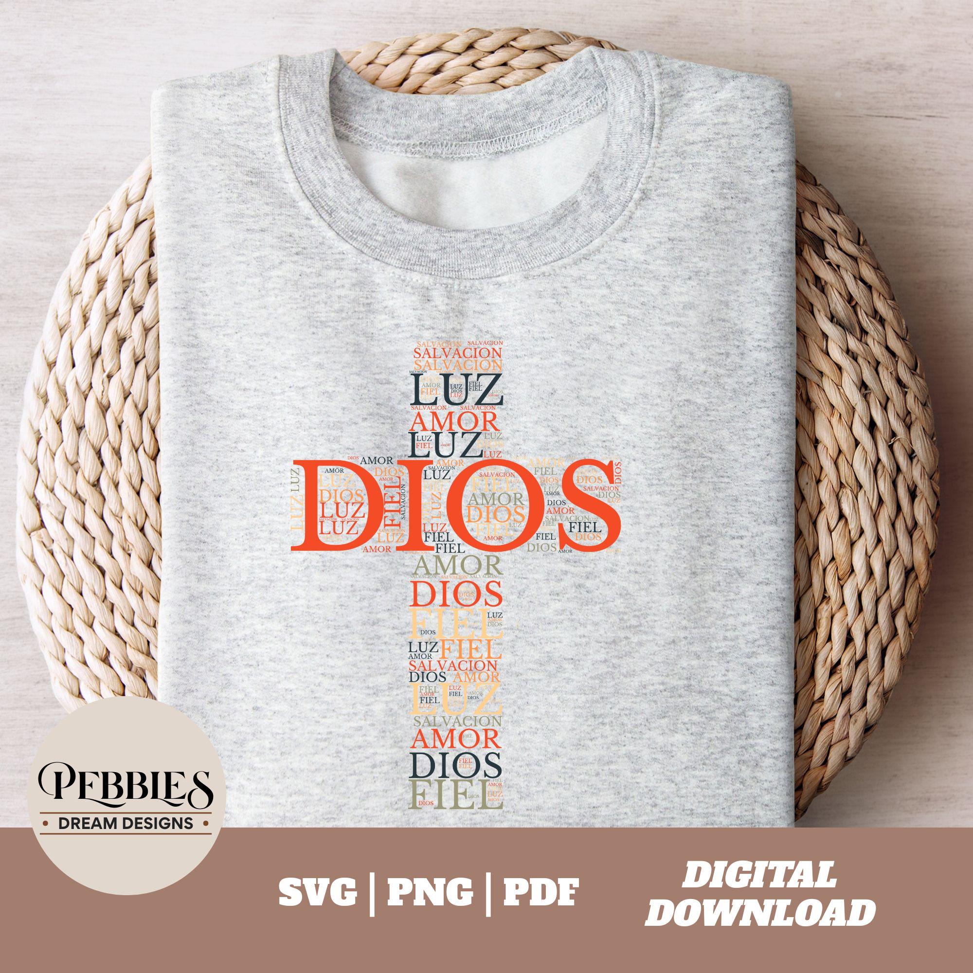 Christian Spanish Word Art Cross SVG PNG: Inspirational Religious Clip ...
