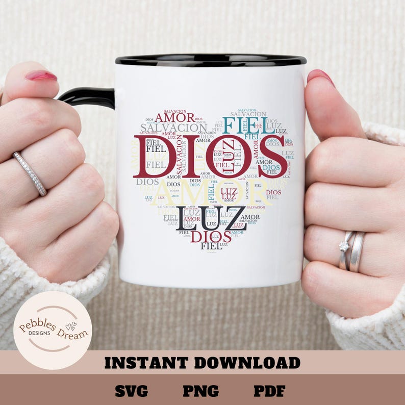 Christian Spanish Word Art Heart Svg, Dios SVG, Frases Cristiana Svg ...