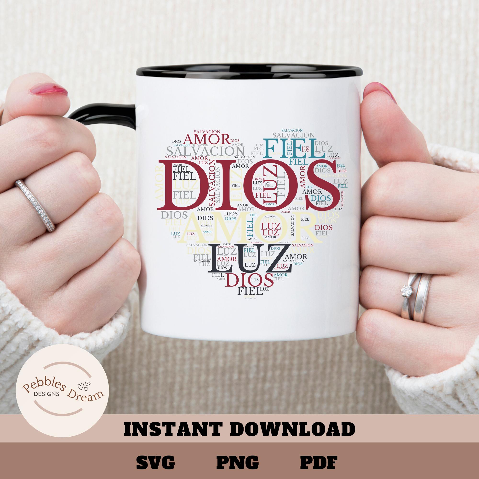Christian Spanish Word Art Heart Svg, Dios SVG, Frases Cristiana Svg ...