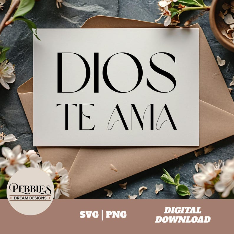 Dios Te Ama SVG PNG: Spanish Christian Quote, Bible Verse Clip Art ...