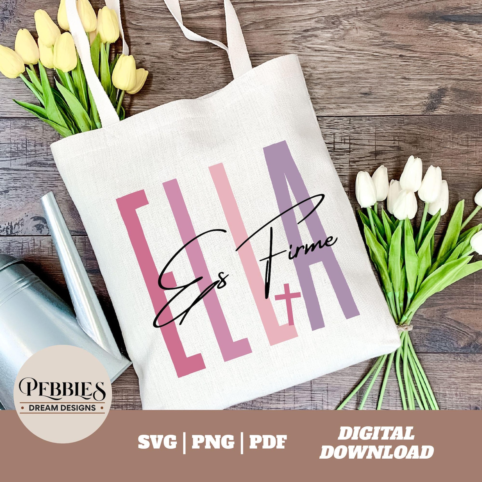 Spanish Christian Phrase SVG PNG: Ella Es Firme Clip Art (digital ...