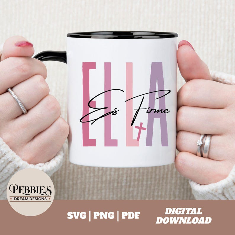 Spanish Christian Phrase SVG PNG: Ella Es Firme Clip Art (digital ...