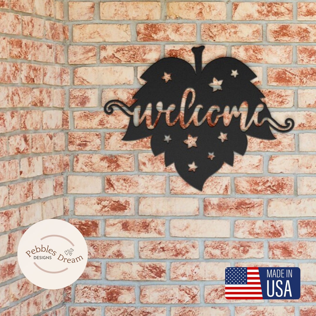 Welcome Fall Metal Wall Sign Metal Wall Art Steel Fall Decor - Etsy