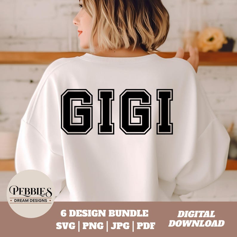 Gigi Varsity Letters SVG PNG Bundle: Cricut & Silhouette Ready (digital ...