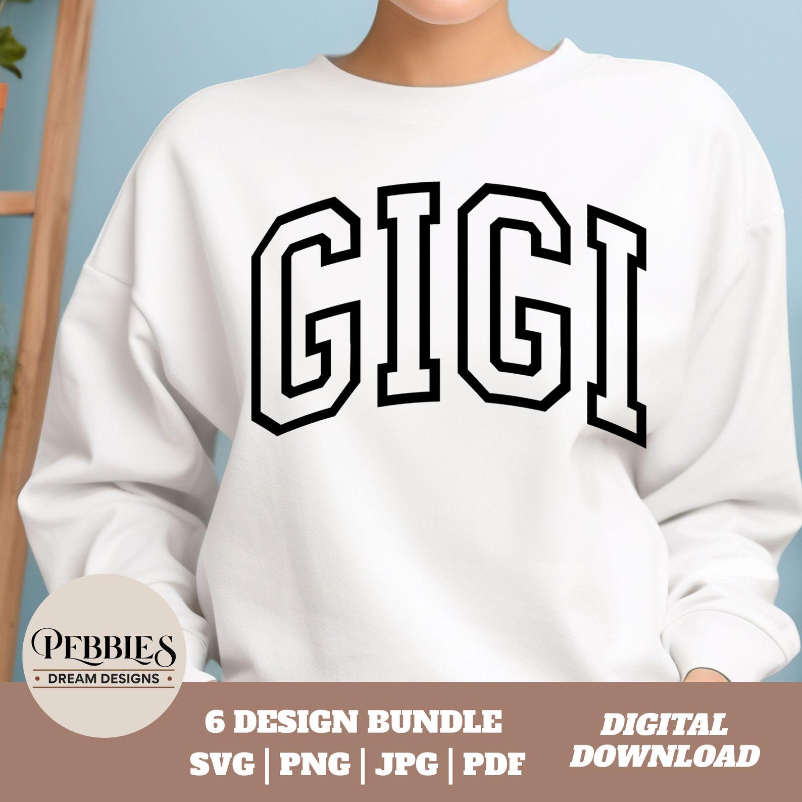 Gigi Varsity Letters SVG PNG Bundle: Cricut & Silhouette Ready (digital ...