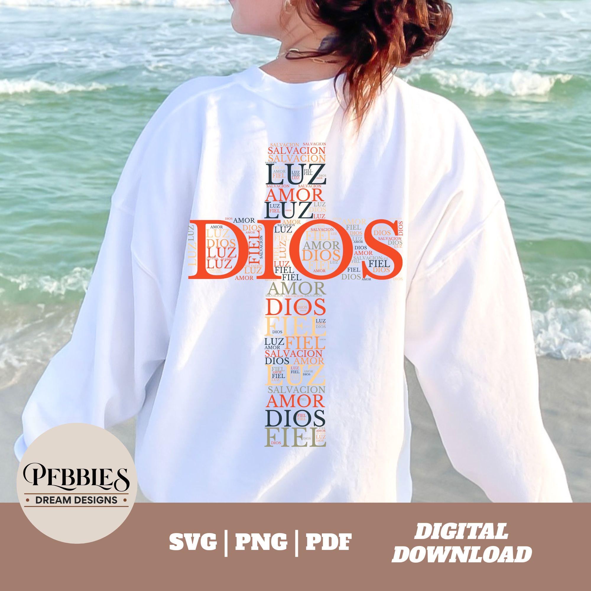 Christian Spanish Word Art Cross SVG PNG: Inspirational Religious Clip ...