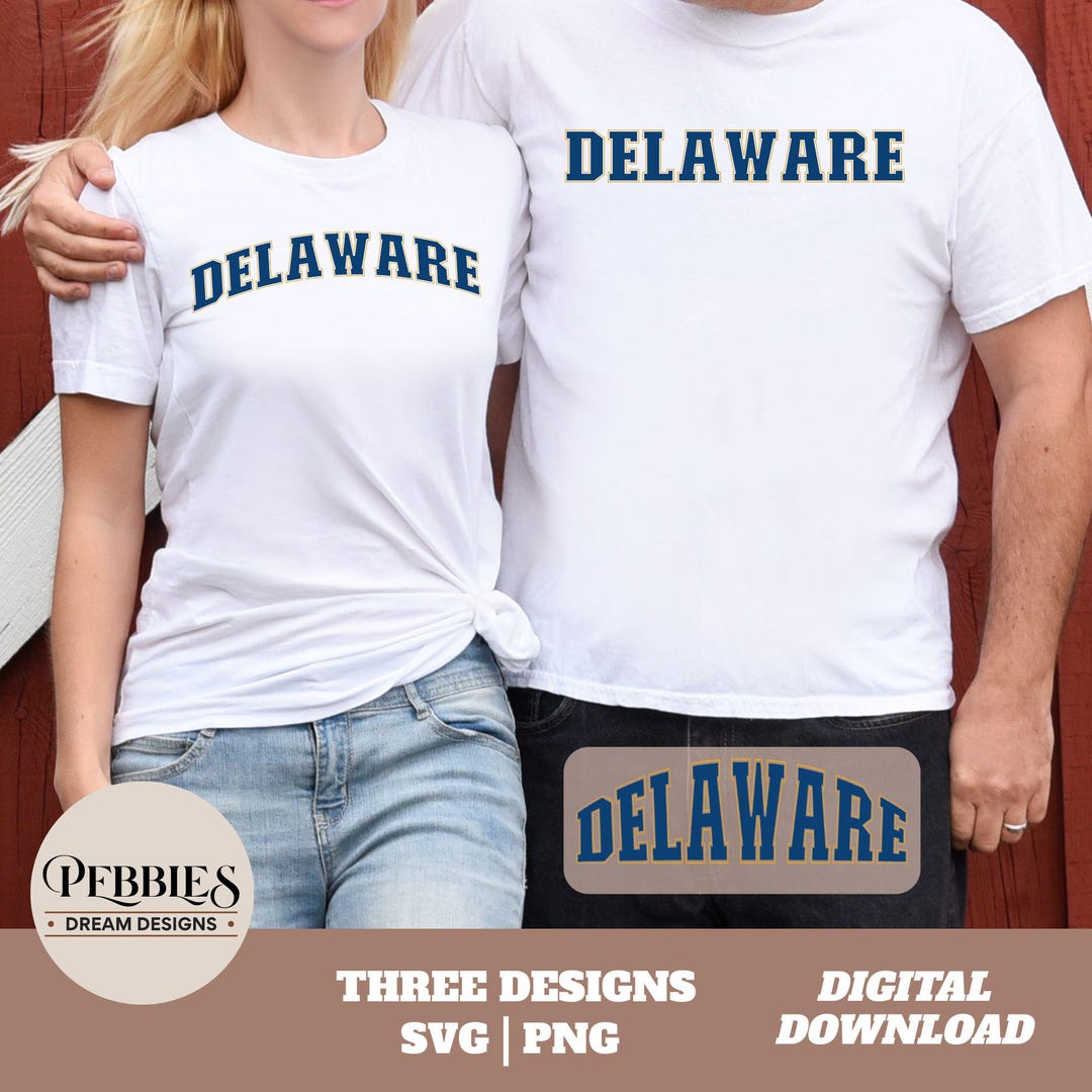 Delaware SVG PNG Bundle: Blue and Yellow Varsity Letters Clip Art ...