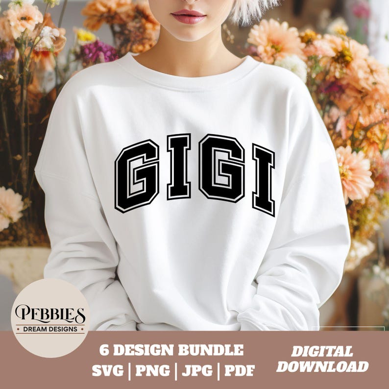 Gigi Varsity Letters SVG PNG Bundle: Cricut & Silhouette Ready (digital ...