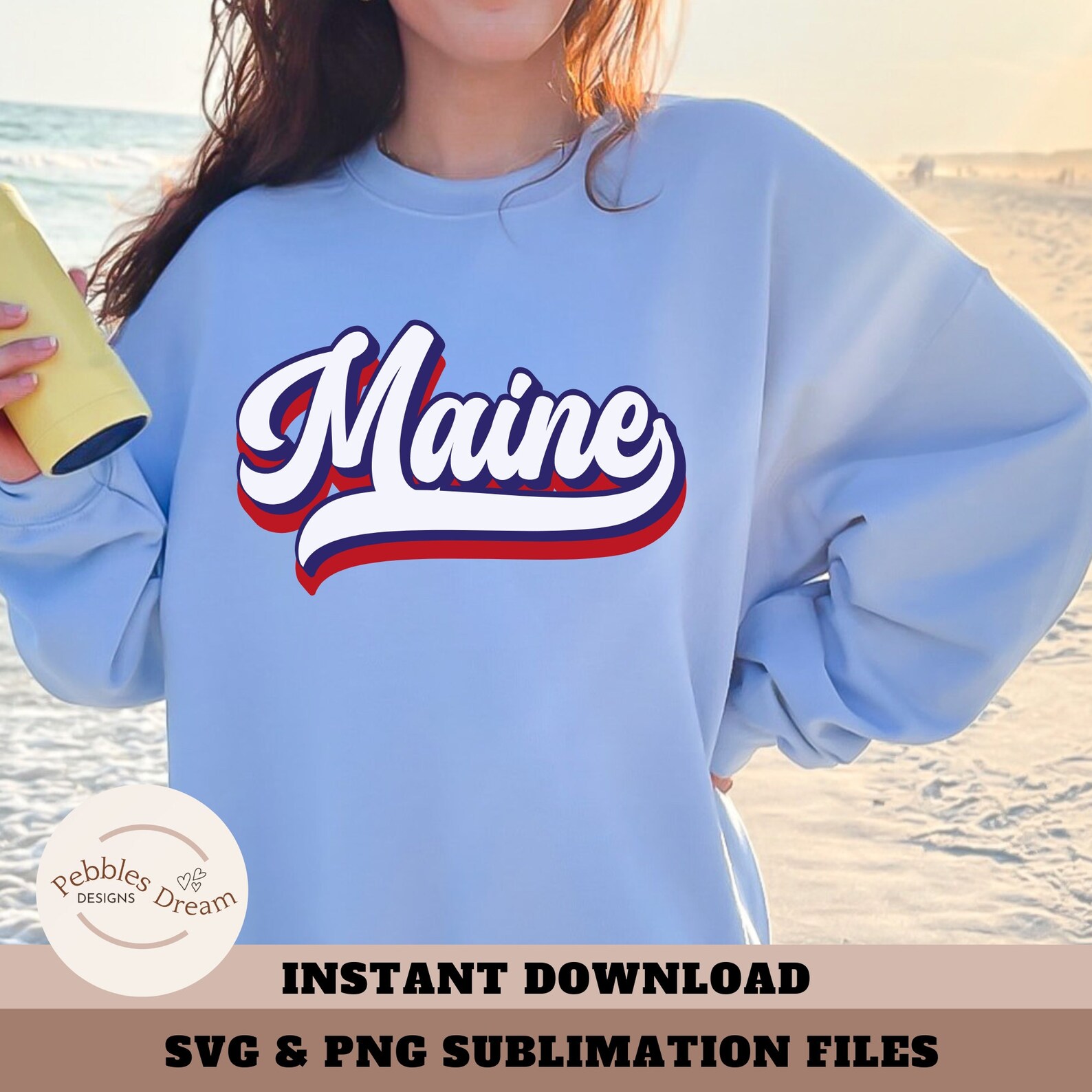 Patriotic Maine Sublimation, Maine SVG, Maine PNG, Maine State Clipart ...