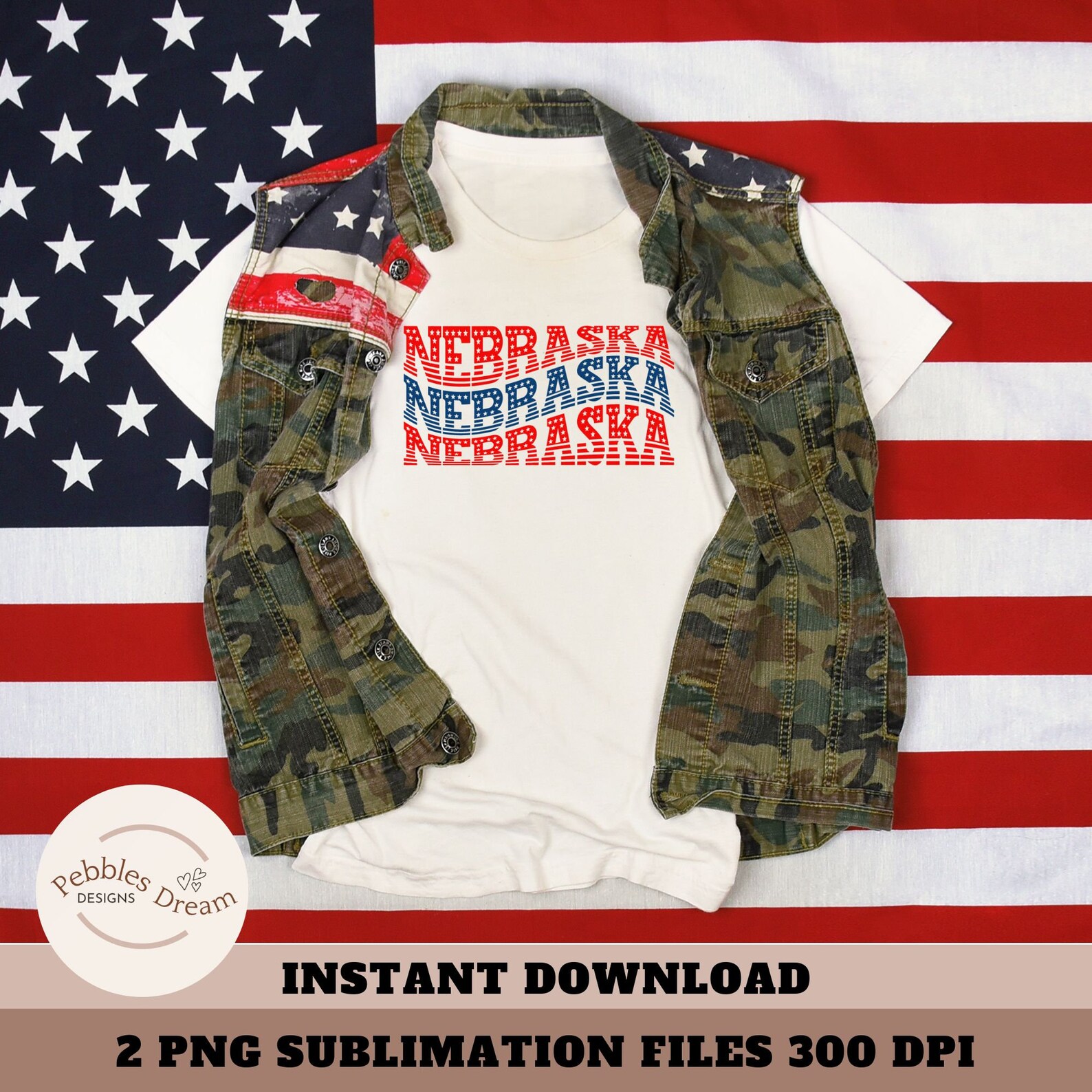 Patriotic Nebraska Sublimation, Nebraska the Cornhusker State, 4th of ...