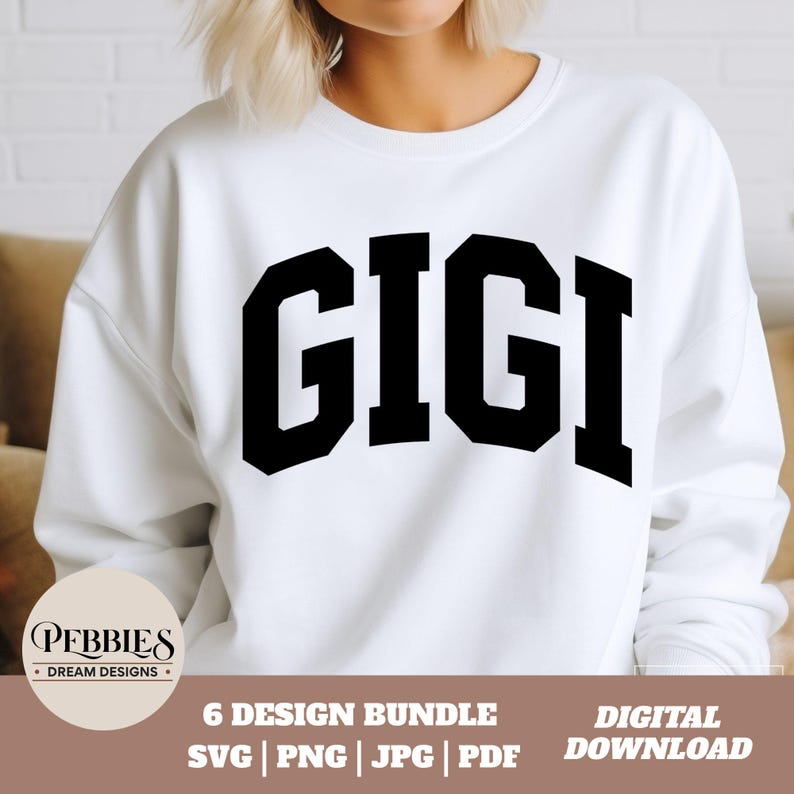 Gigi Varsity Letters SVG PNG Bundle: Cricut & Silhouette Ready (digital ...