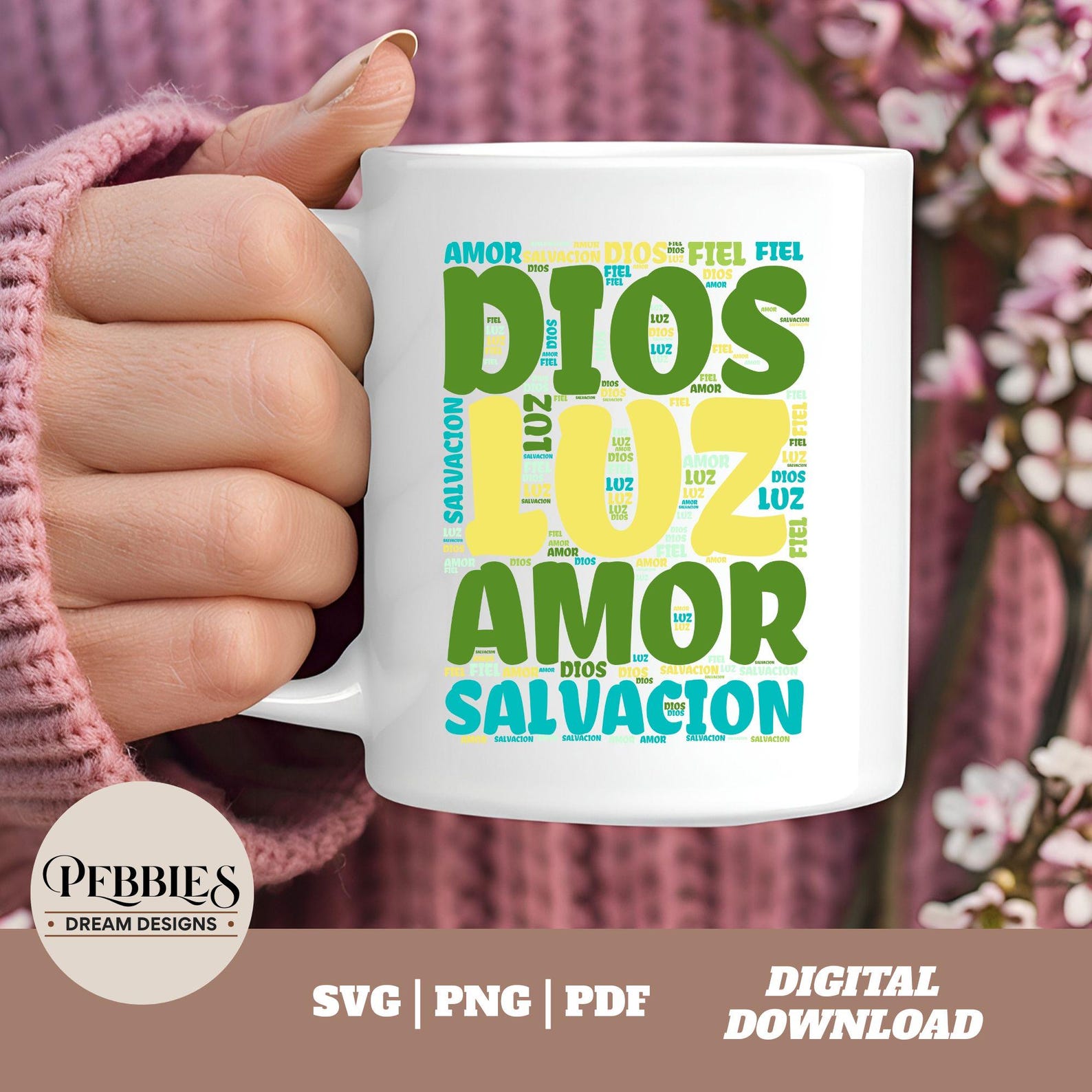 Christian Spanish Word Art SVG PNG: Inspirational Religious Quote Clip ...