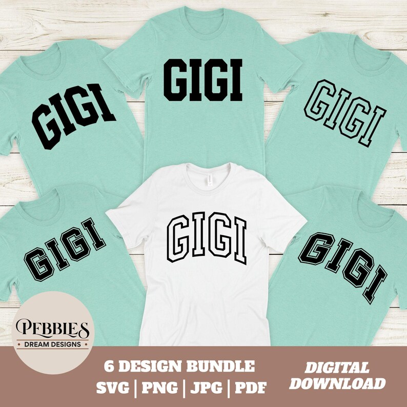 Gigi Varsity Letters SVG PNG Bundle: Cricut & Silhouette Ready (digital ...