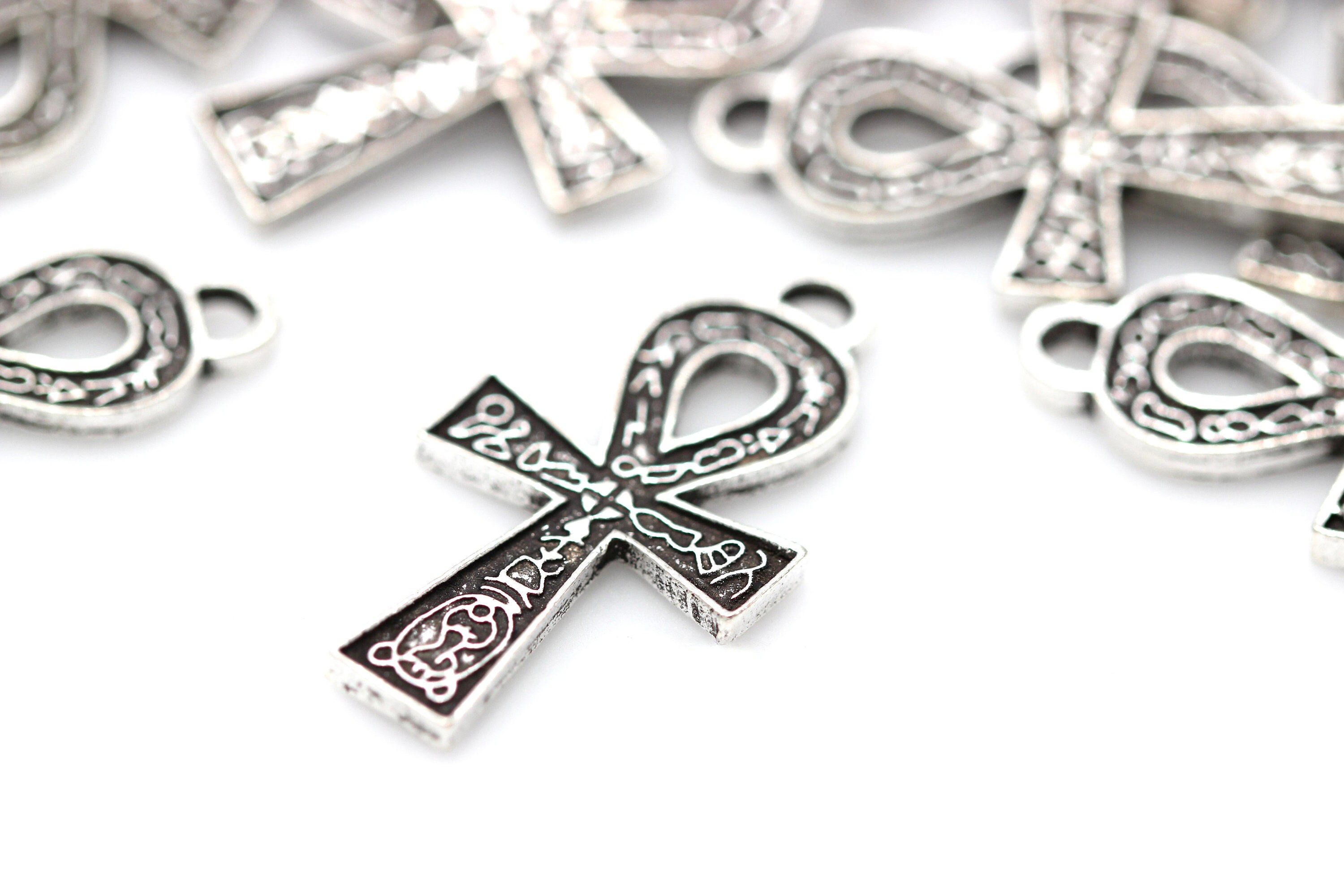 Egyptian Ankh Charms Hieroglyph Charm Silver Plated Egyptian Pendant ...