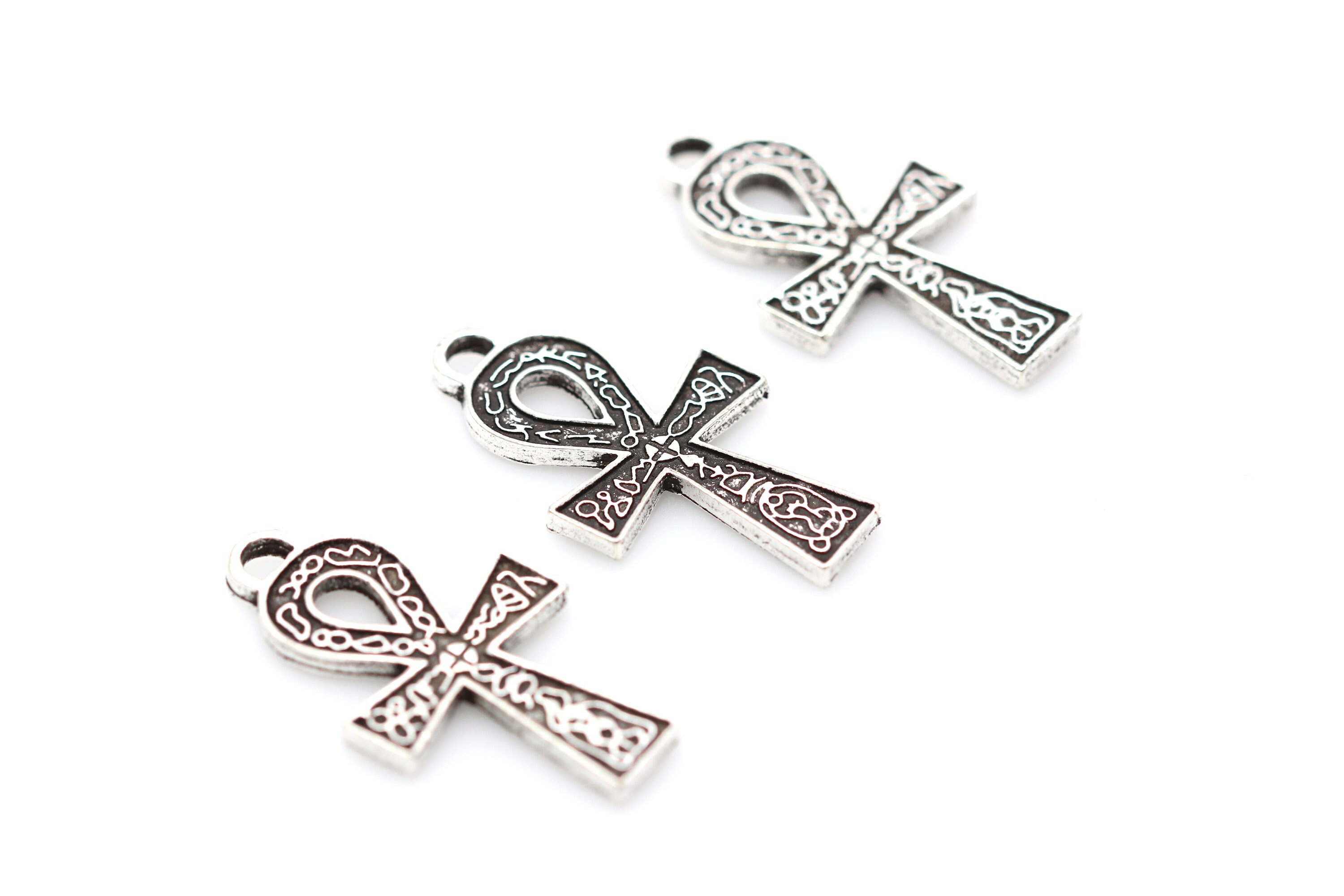 Egyptian Ankh Charms Hieroglyph Charm Silver Plated Egyptian Pendant ...