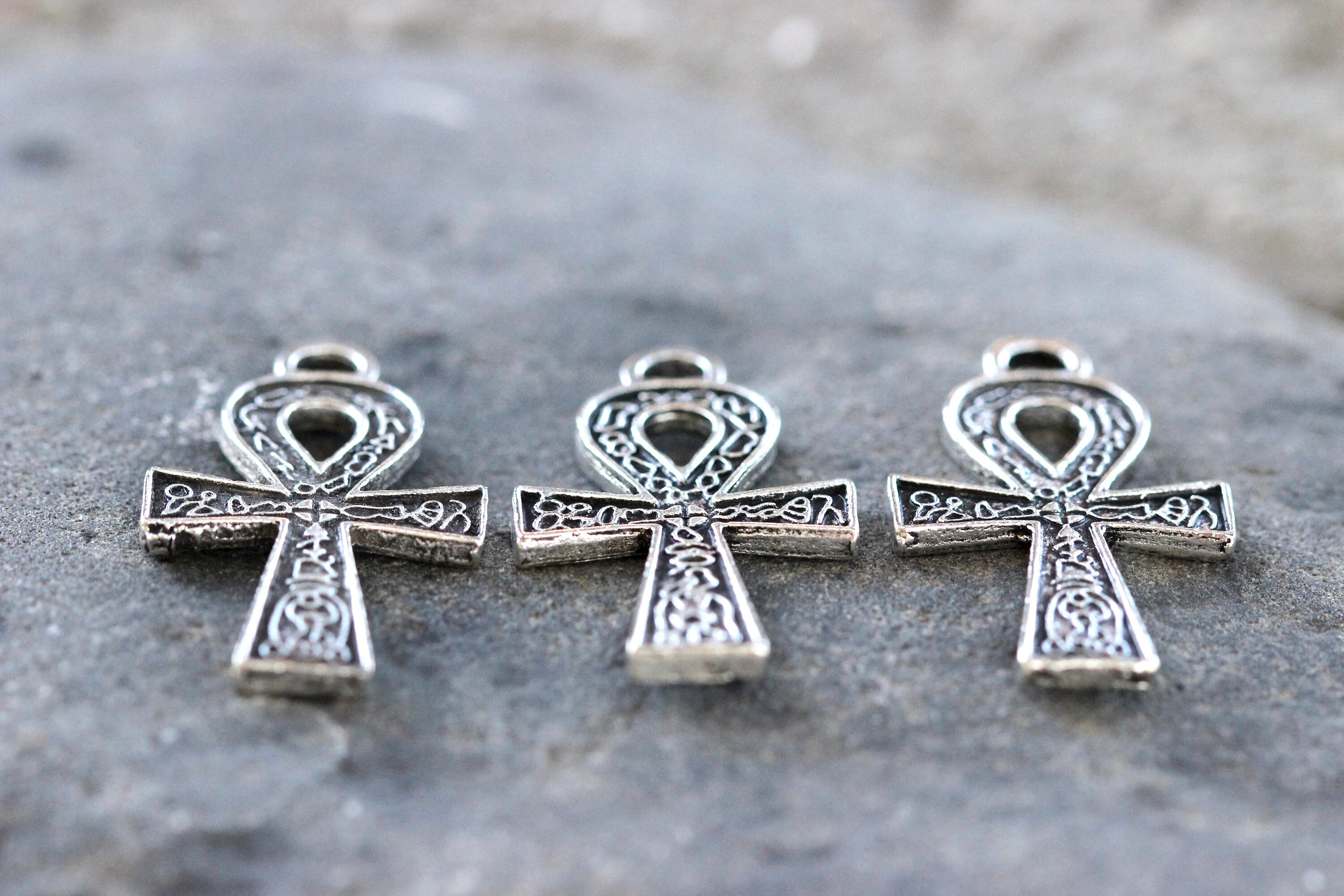 Egyptian Ankh Charms Hieroglyph Charm Silver Plated Egyptian Pendant ...
