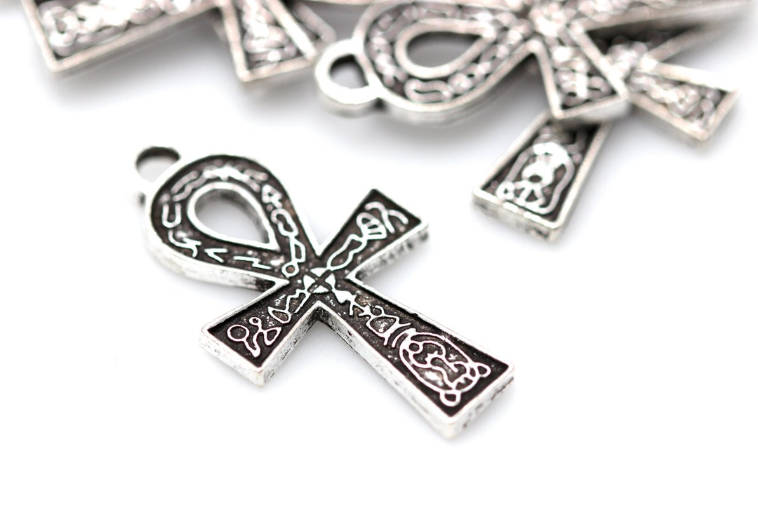 Egyptian Ankh Charms Hieroglyph Charm Silver Plated Egyptian Pendant ...