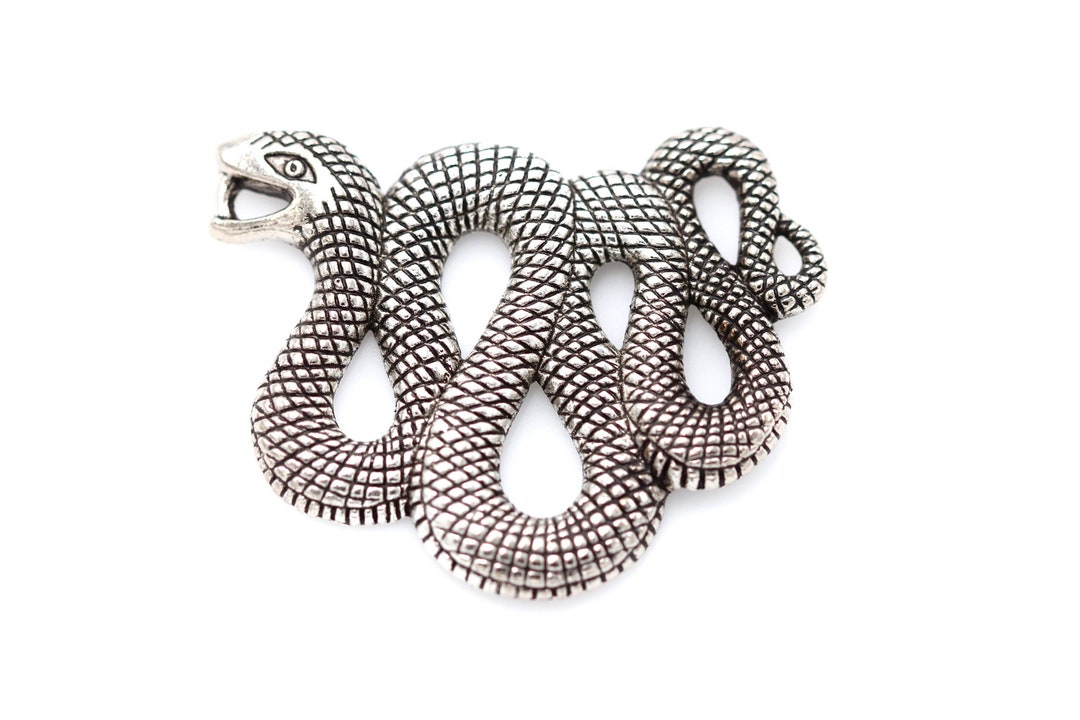 Silver Snake Pendant Large Snake Stamping Serpent Charm Large Snake ...