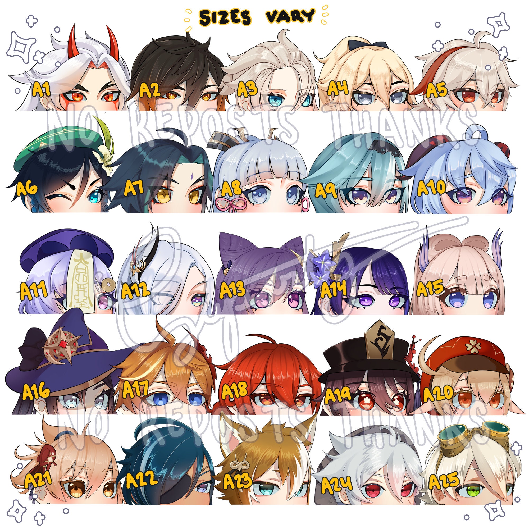 Genshin Peeker Vinyl Stickers Etsy