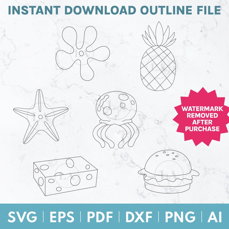 Spongebob Outline Svg - Etsy