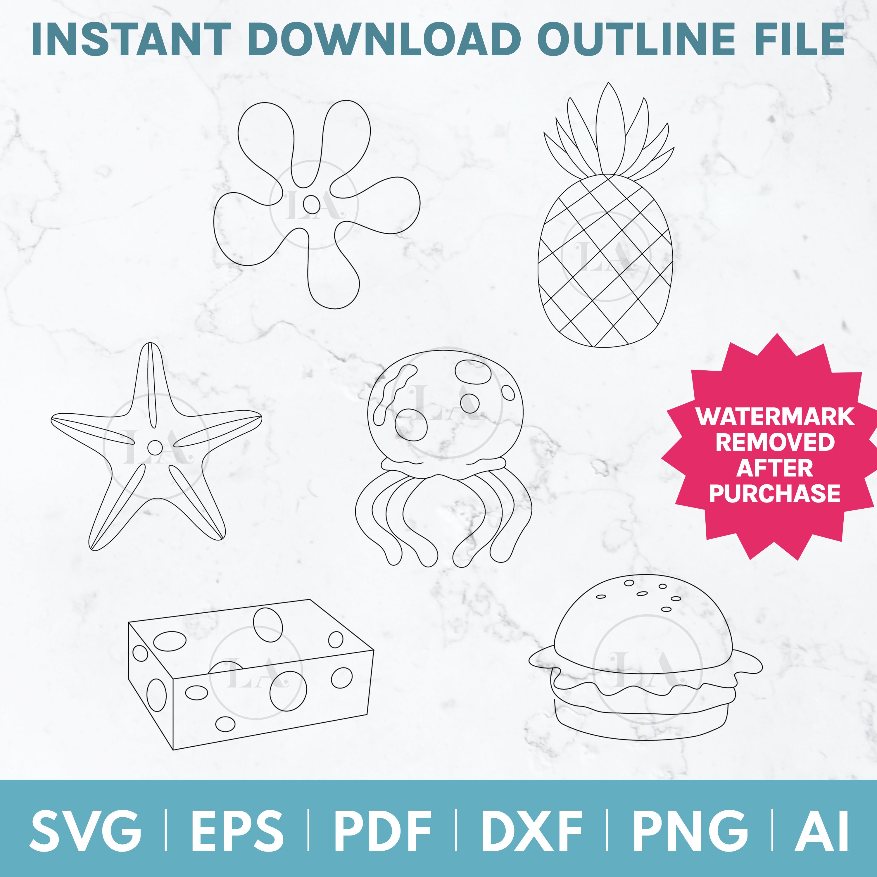 Sponge Minimalist Drawing Outlines SVG Files for Cutting Machines ...