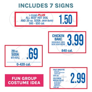 Costco Food Court Menu Printable Signs for DIY Halloween Costume ...