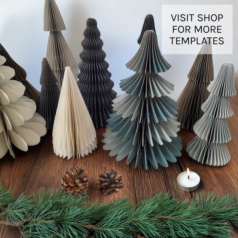 DIY Honeycomb Christmas Tree Decorations, 7 Digital Templates, Modern ...