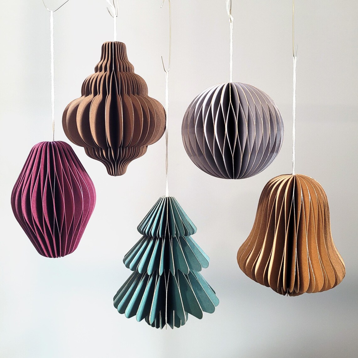 DIY Honeycomb Paper Ornaments, 5 Digital Templates, Bell Ornament ...