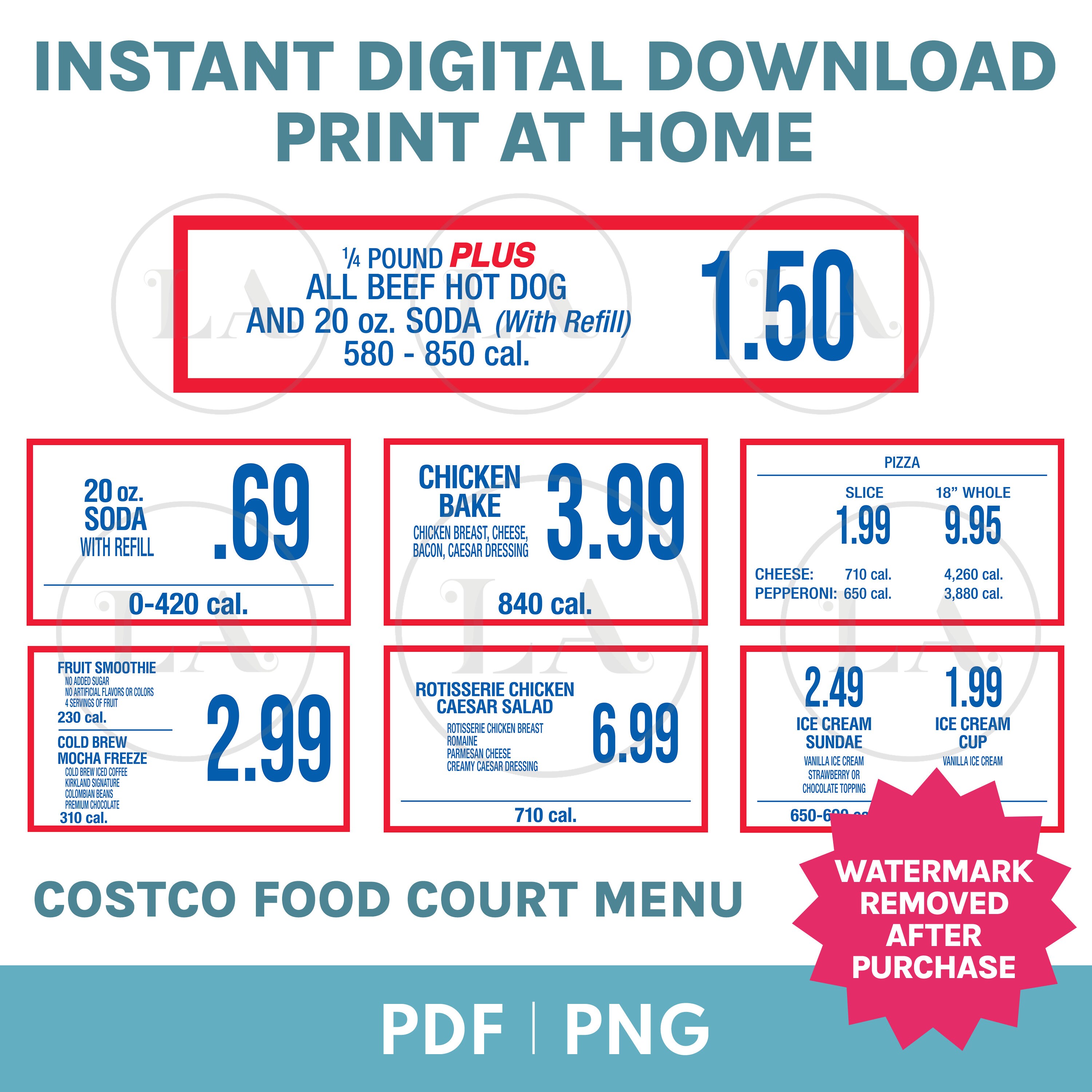 Costco Food Court Menu Printable Signs for DIY Halloween Costume ...
