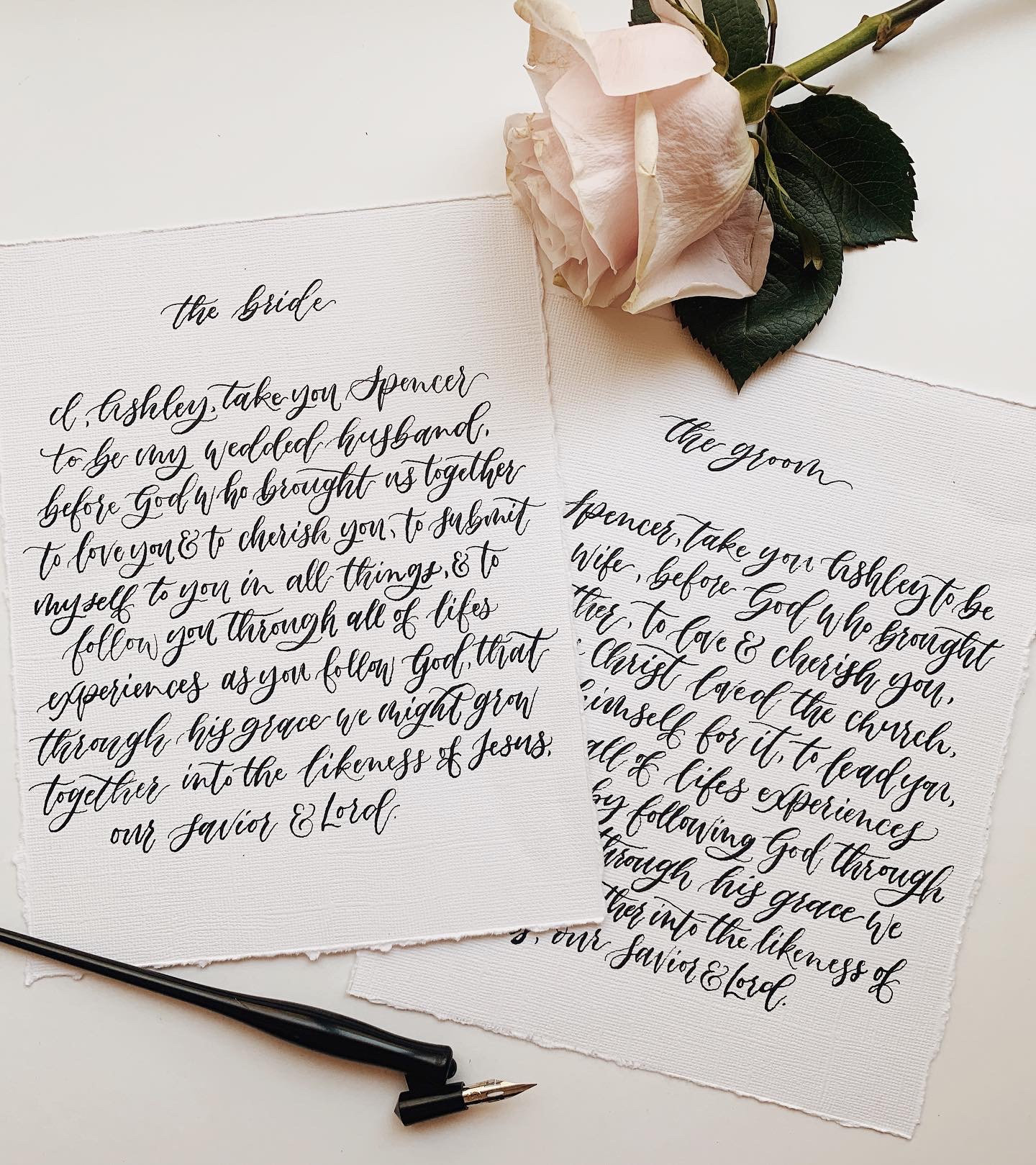 Custom Hand-lettered Calligraphy Wedding Vows | Perfect Wedding or ...