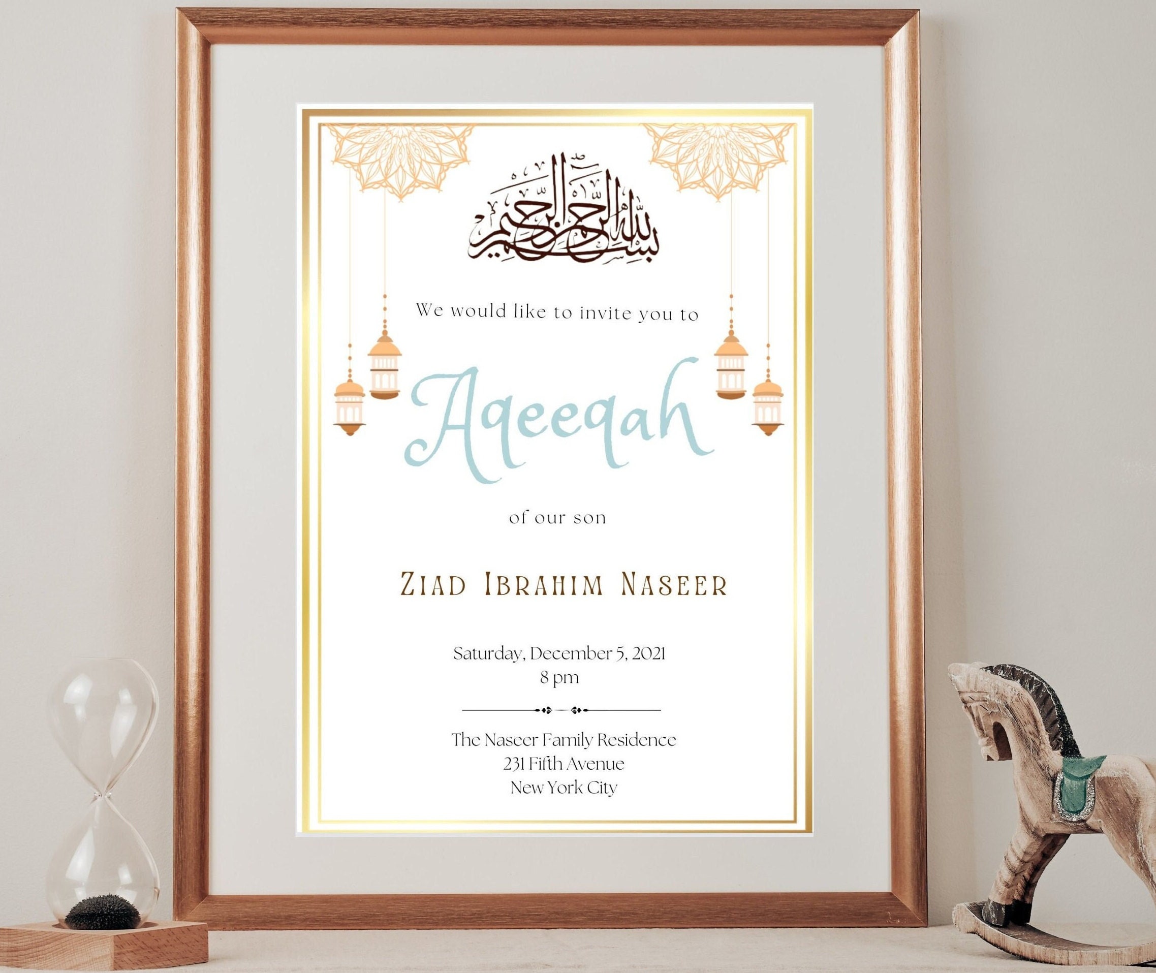 Lantern Aqeeqah Digital Invitation Aqiqah Boy Template Card - Etsy