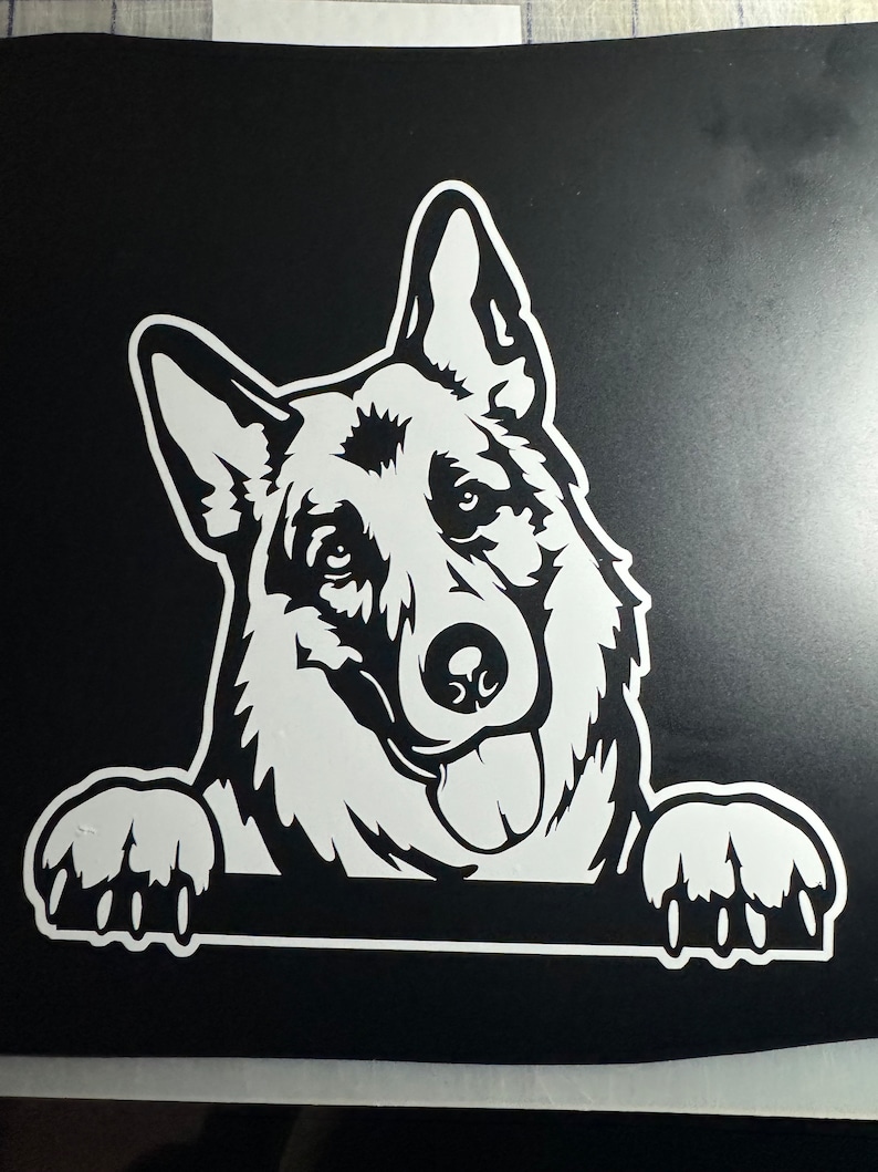 2 Classic German Shepher Lovers White Vinyl Decal Stickers Funny Safety ...