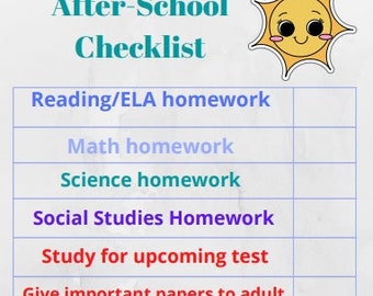 After School "chore" Checklist - Etsy