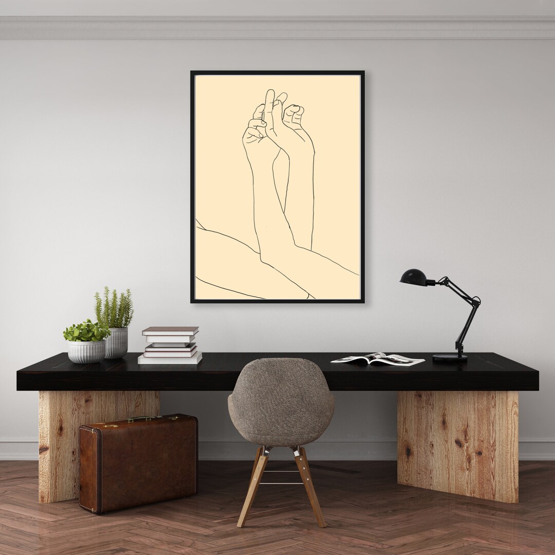 Modern Minimalist Line Art Holding Hands Line Art Gift for Her Gift for ...