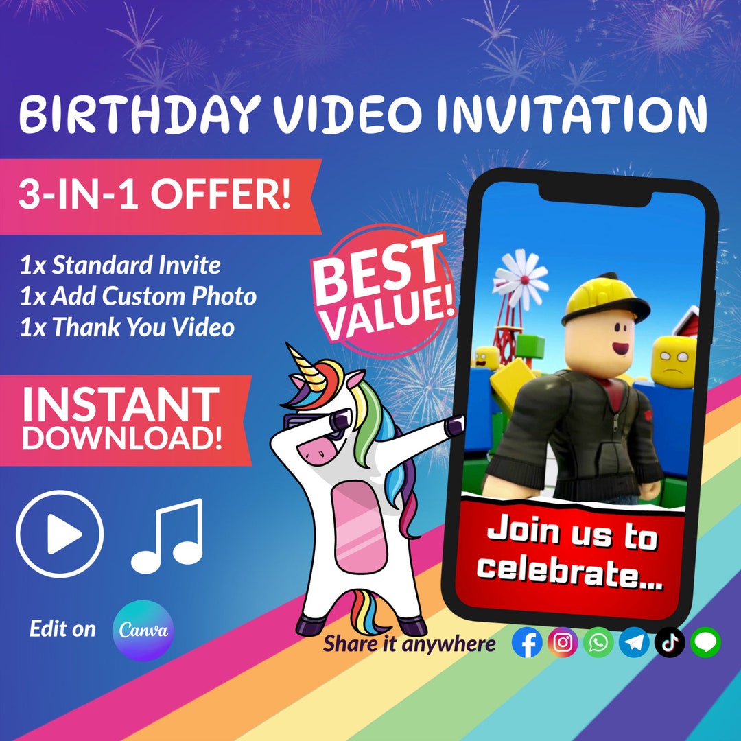 Invitación en video de Roblox, Invitación a Roblox, Cumpleaños de ...