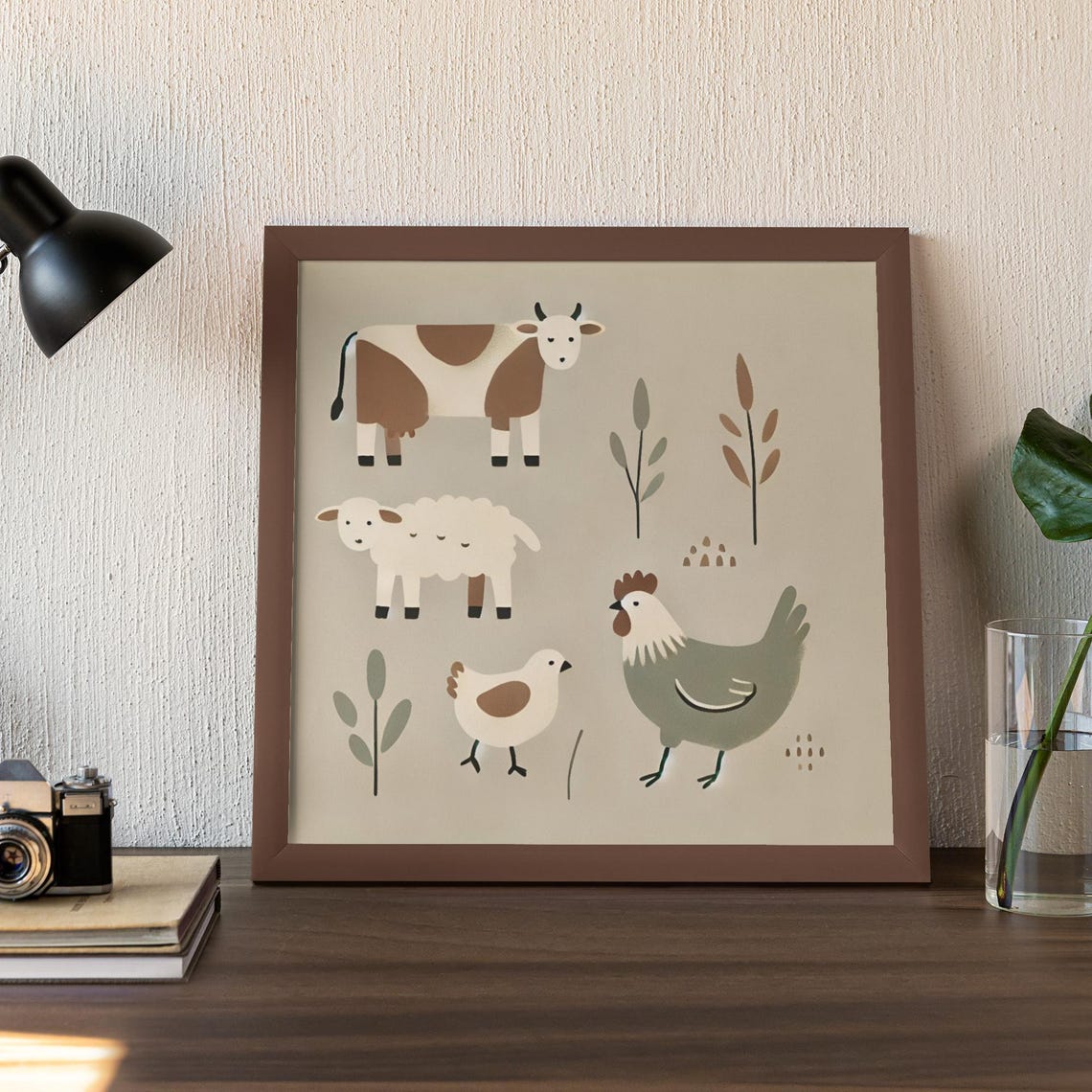 Barnyard Cute Animals for Nursery Baby Farm Animals Rustic Boho Style ...