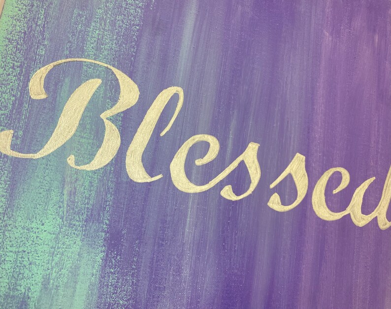 Blessed Cursive Metallic Silver Font Cool Water Art - Etsy