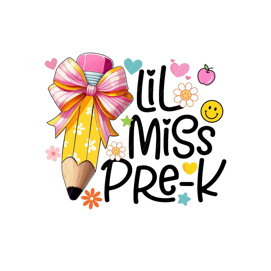 Little Miss Pre-k Pencil First Day of School Pre-k Png Sublimation ...