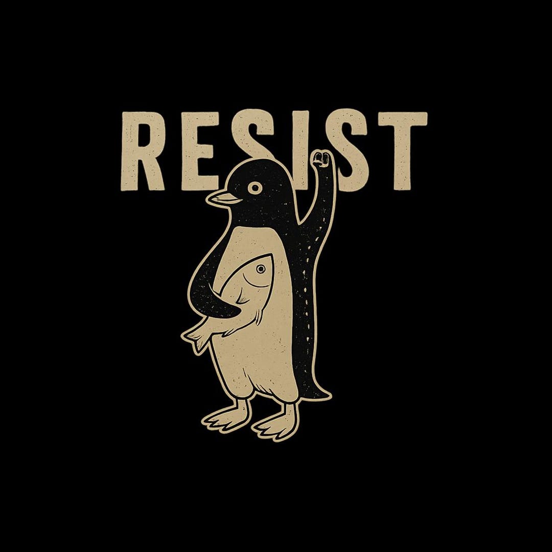 Resist Penguin Activism Graphic Design PNG - Etsy
