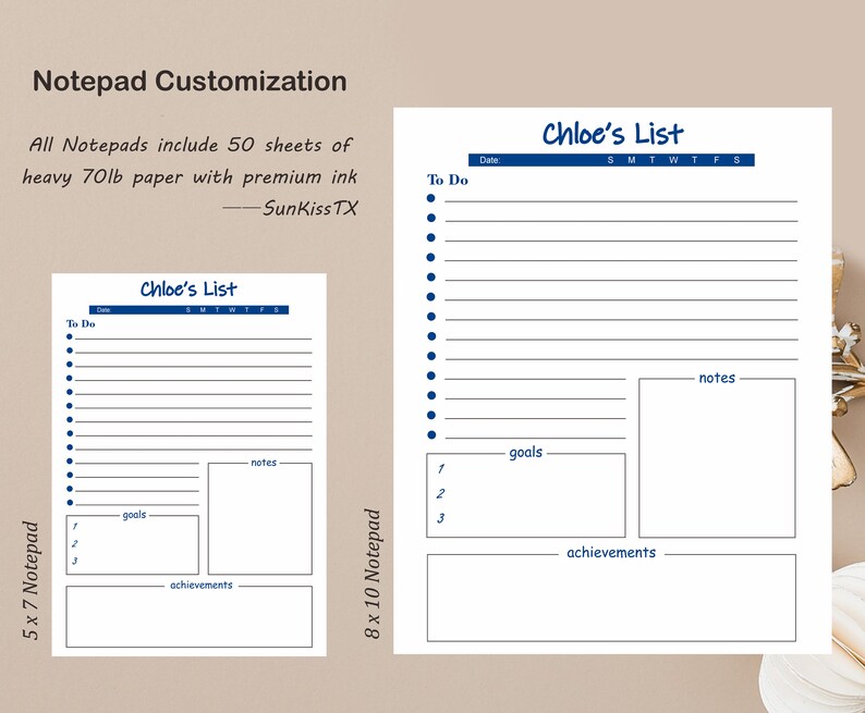 Personalized/custom Notepad to Do List Notepads for Planning ...