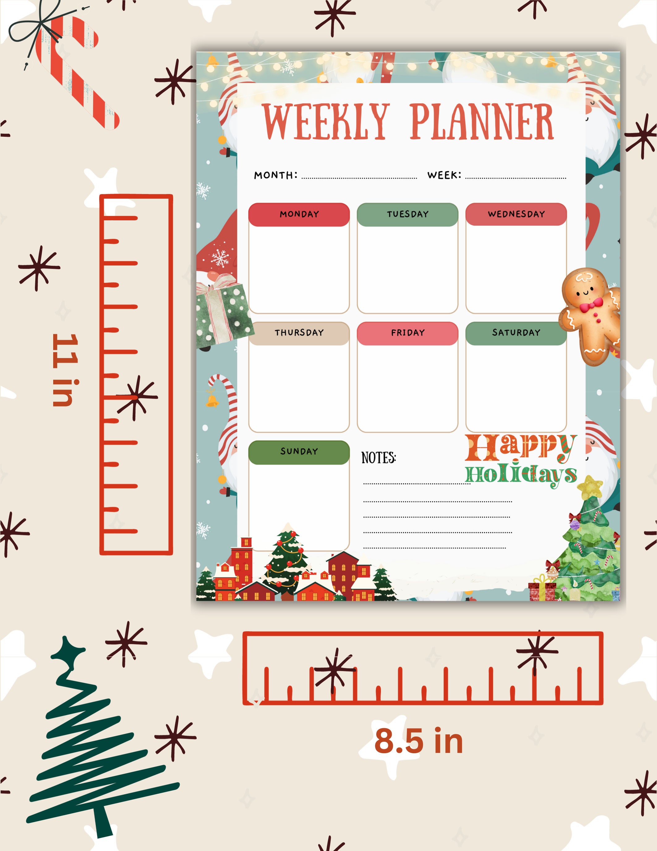 Teacher Weekly Planner Printable. 12 Month Calendar Printable. 2025 ...