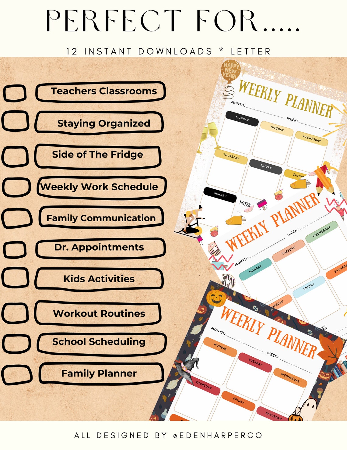 Teacher Weekly Planner Printable. 12 Month Calendar Printable. 2025 ...