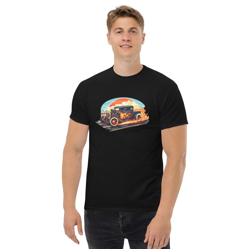 Retro Rat Rod Truck Sunset Flames Classic Hot Rod Pickup T Shirt - Etsy