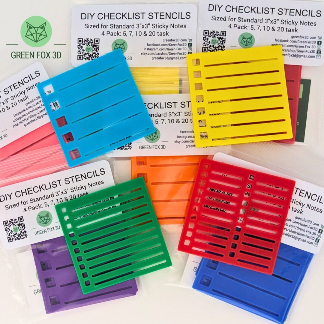 Checklist Stencil for 3x3 Sticky Notes 3D Printed - Etsy
